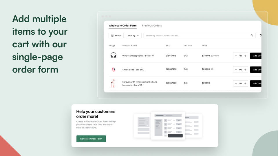 WSH Order Form & ReOrder – Shop Circle